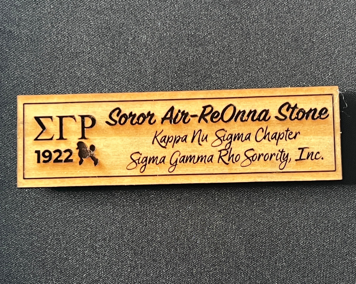 SGRho Custom Wooden Greek Organization Name Badge