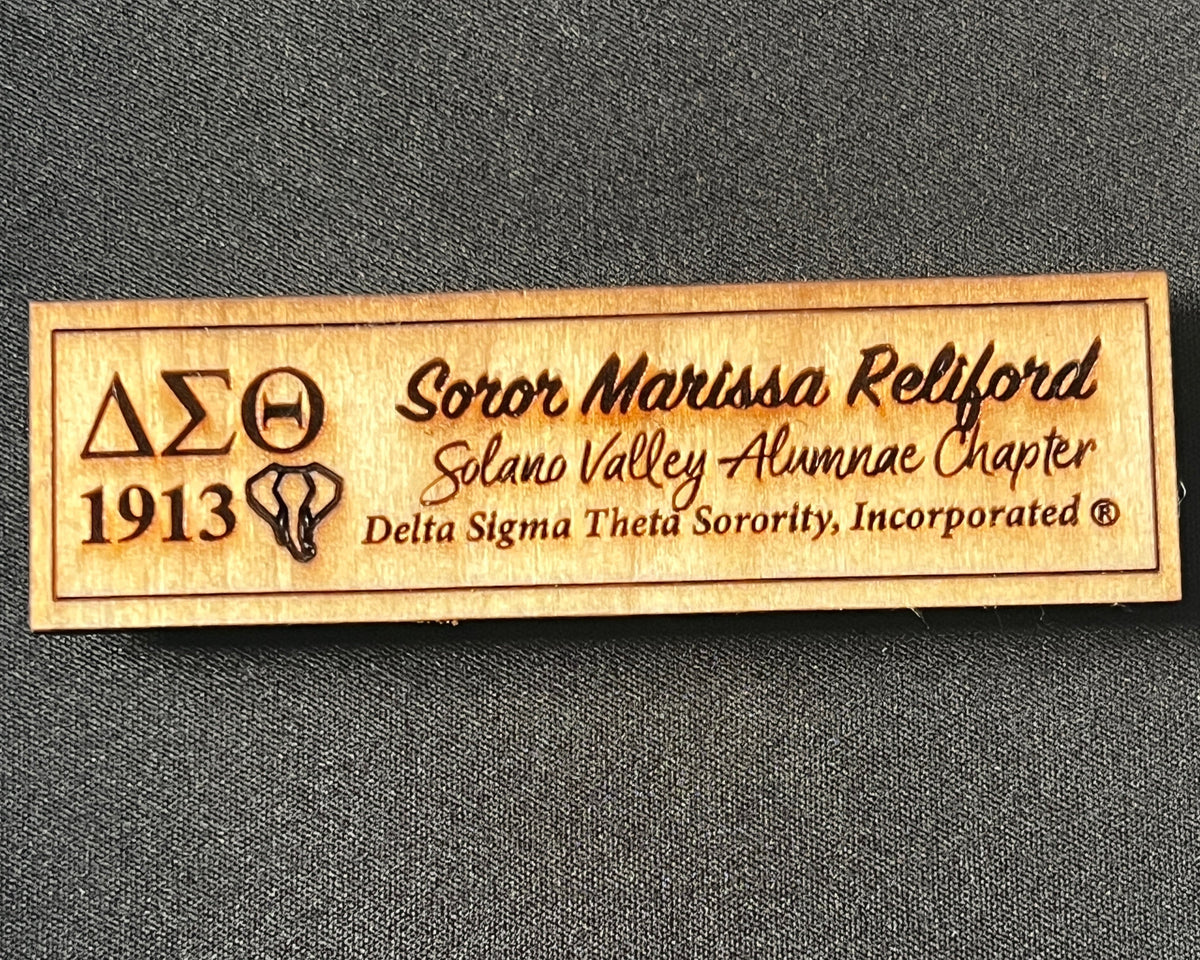DST Custom Wooden Greek Organization Name Badge